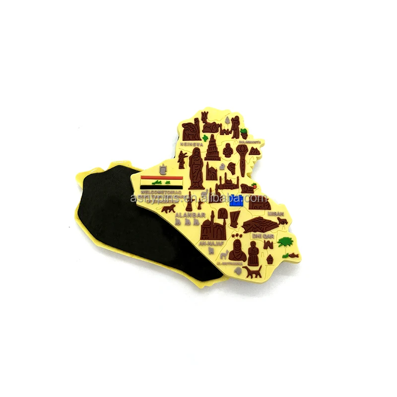 Iraq Basra Map Shape Soft PVC Fridge Magnet - Customizable