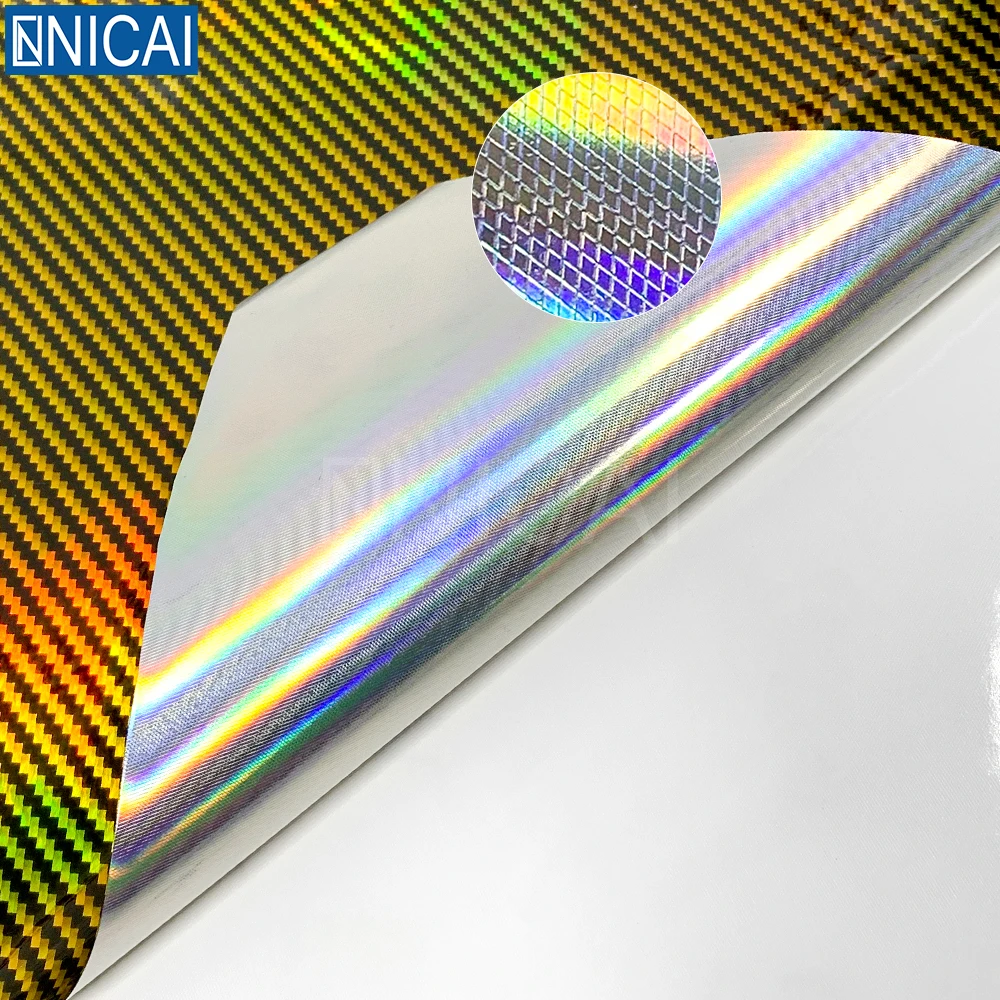 Nicai Laser Carbon Fiber Chrome Film 2d Silver Black Fabric Vinyl For ...