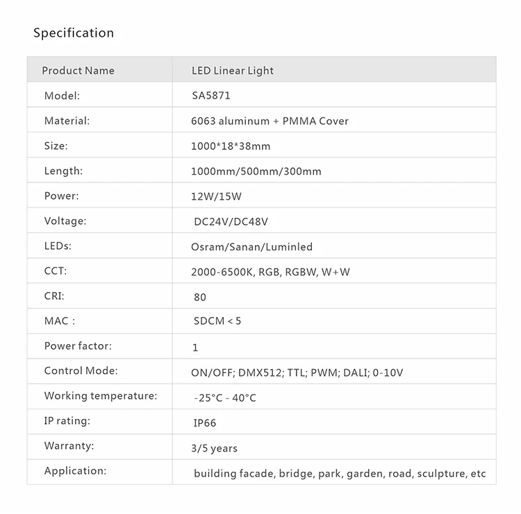Exterior Ip66 Waterproof 4000k Led Linear Light Linkable Dc24v 15w 12w Led Linear Facade Light ...