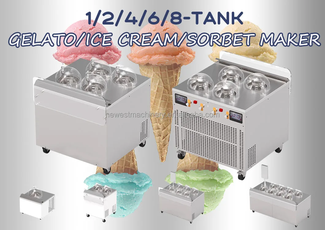 Front Bar Embedded 40 Kg/h Smart Gelato Sorbet Soft And Hard Ice Cream ...