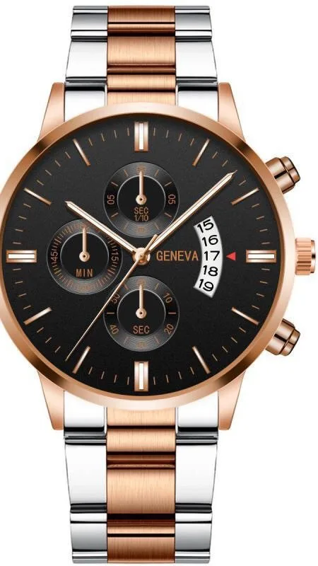 Men Quartz Chronograph Tachymeter Black Dial Man Wristwatch Calender ...