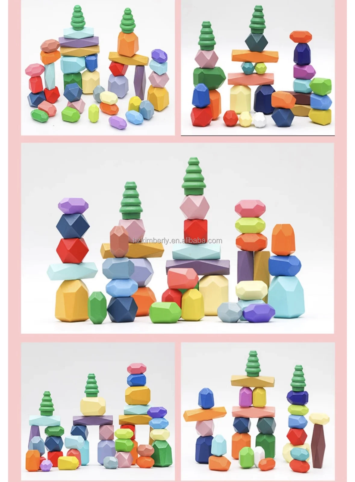 18PCS Kids Montessori Morandi Wooden Stone Puzzle Colorful Baby ...