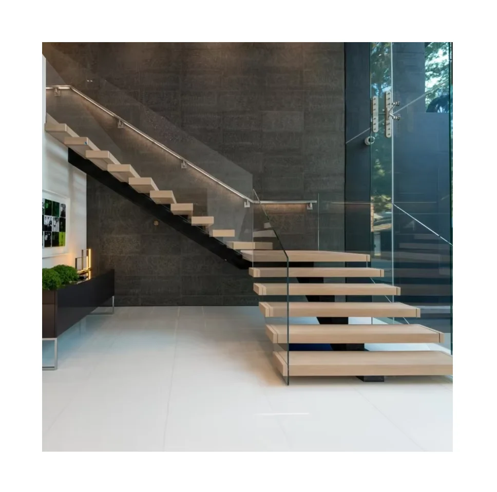 Prefab Metal Mono Stringer Floating Stairs Wood Stairs Design| Alibaba.com