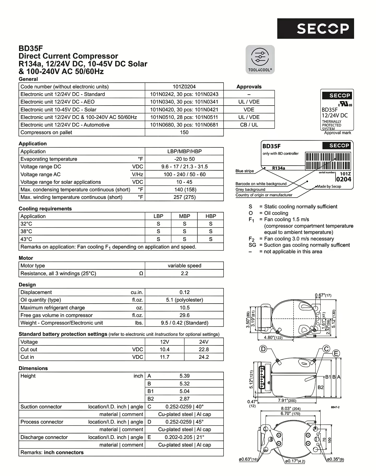 SECOP DC Compressor BD35F - Efficient Solar Freezer Solutions