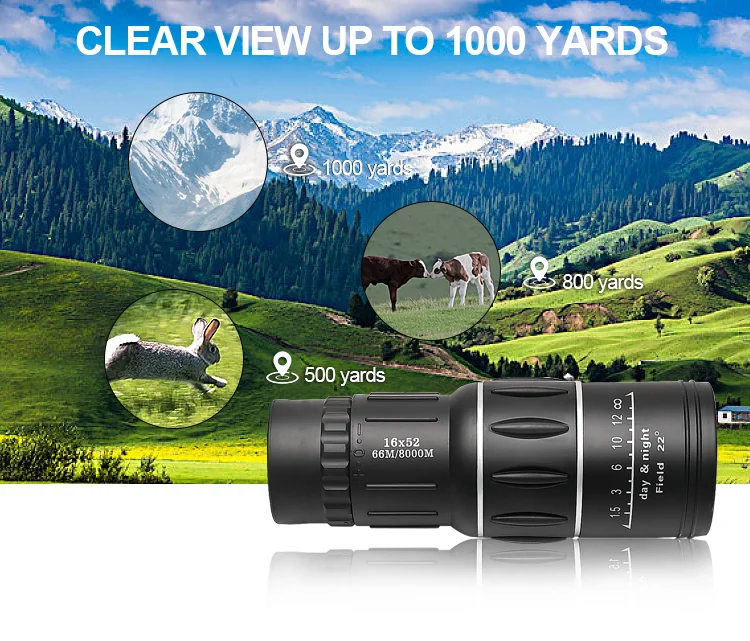 Waterproof 16x52 Monocular - High Power Dual Focus Optics