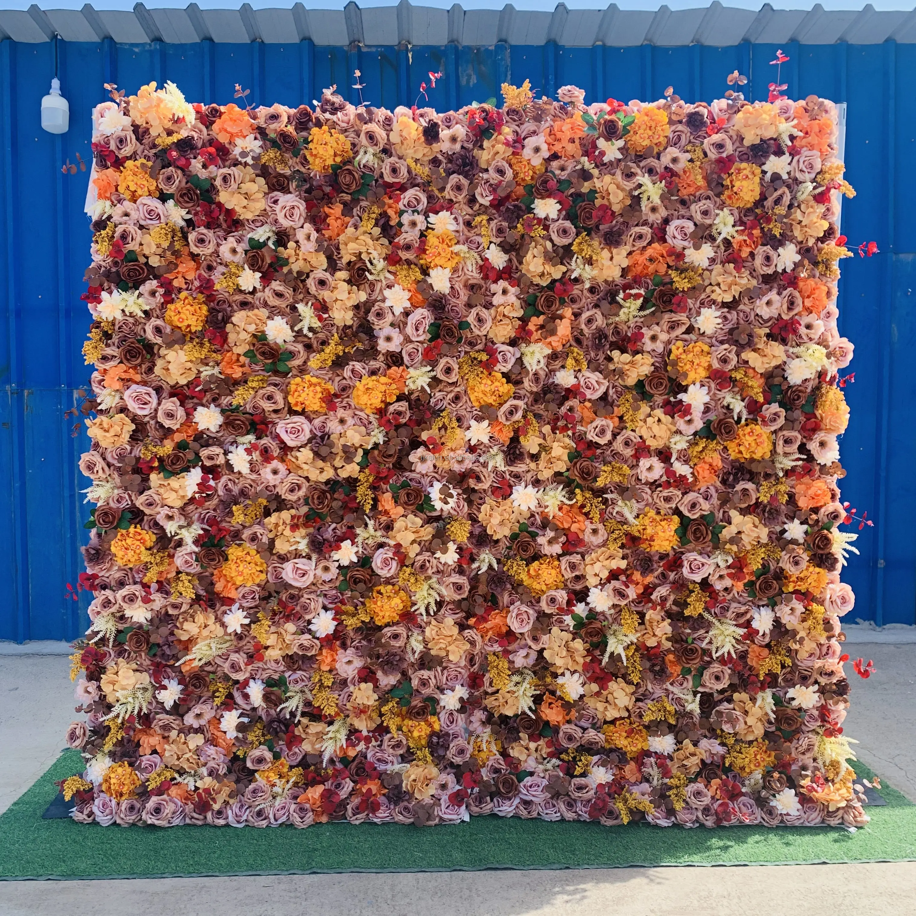 A-fw015 Wholesale Artificial Roll Up Flower Wall Backdrop Red Fabric ...