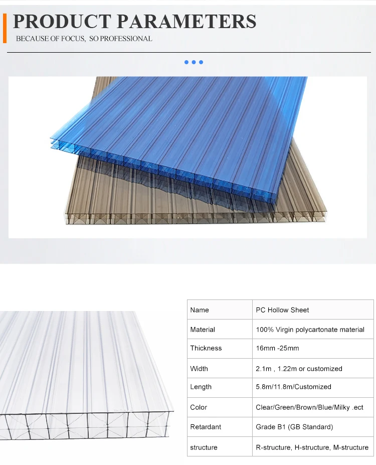 Transparent Color 25mm Sturdy X Structure Polycarbonate Sheet For ...