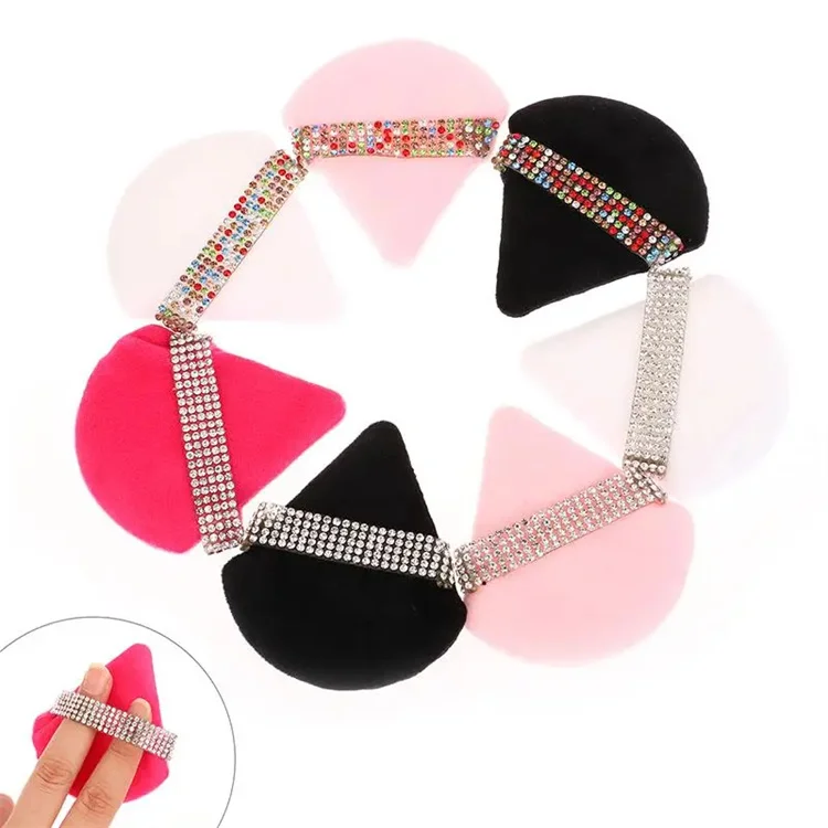 Rhinestones Triangle Cushion Powder Puff Diamond Loose Sponge Washable ...