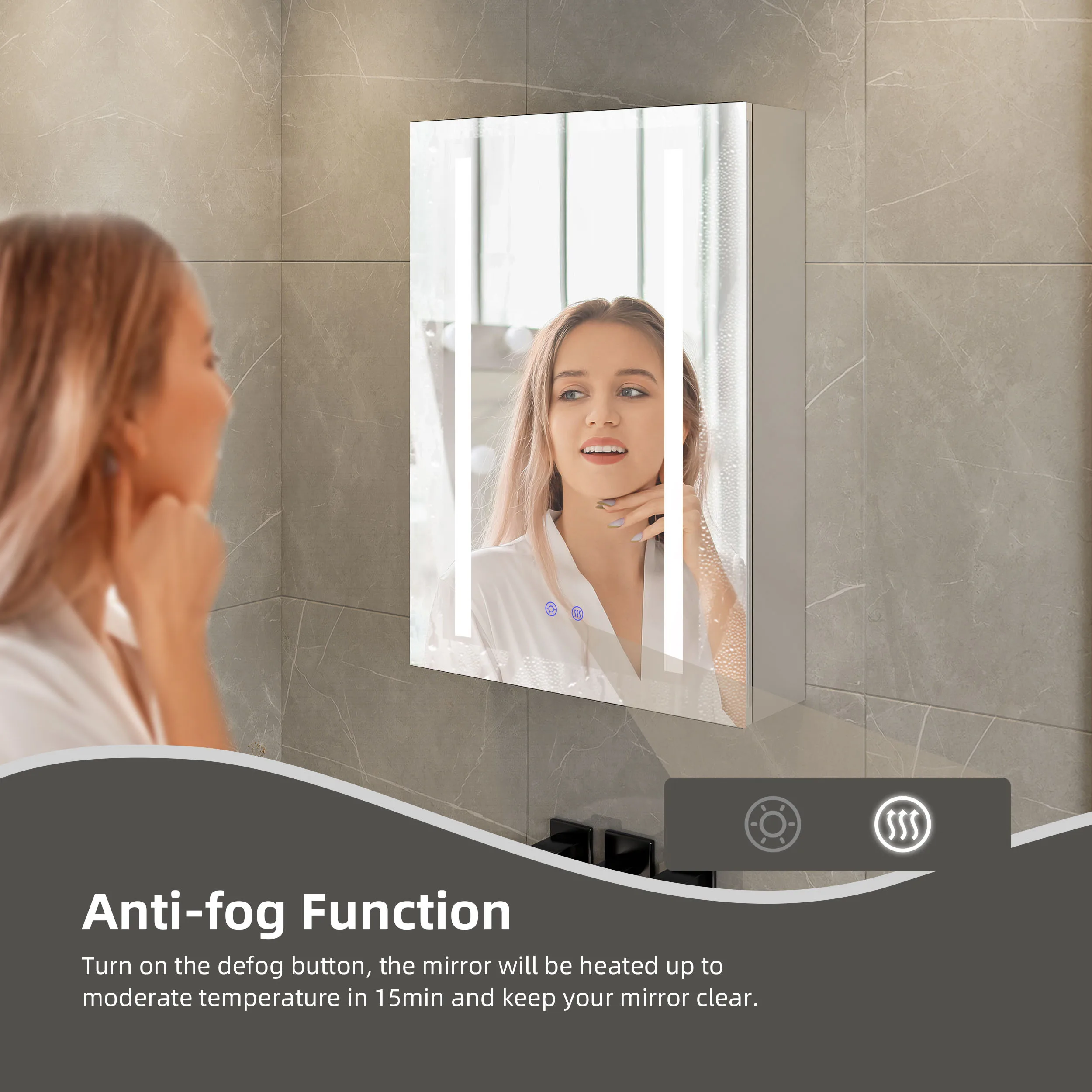 Adjustable Shelf Modern Wall Mounted Defogger Smart Vanity Led Medicine ...