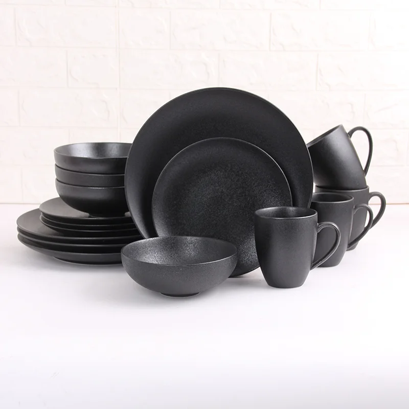 Best Price Black Tableware 16pcs Dinner Set Ceramic Luxury