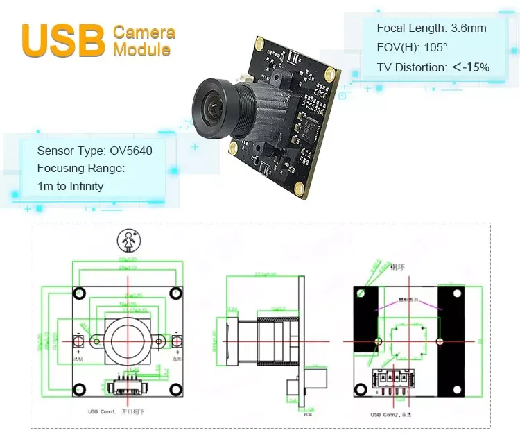 Factory Price 30fps 60fps UVC Cmos Usb Camera Module 5pin