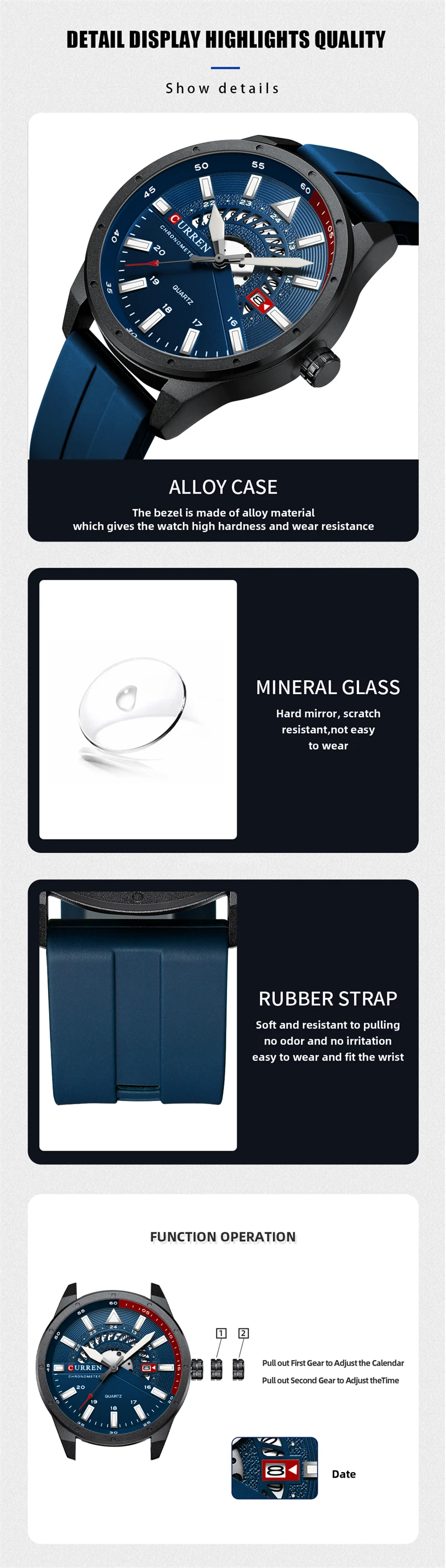 CURREN 8421 Men's Watch - Luxury Silicone Strap Fashion