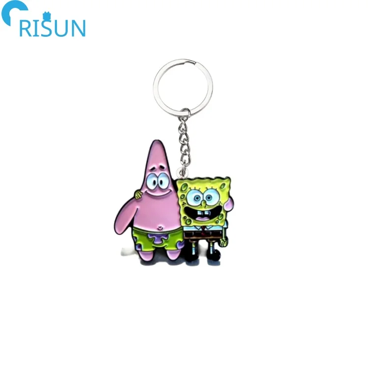 Customized 3d Metal Enamel 3d Spongebob Squarepants Keychains Keyrings ...