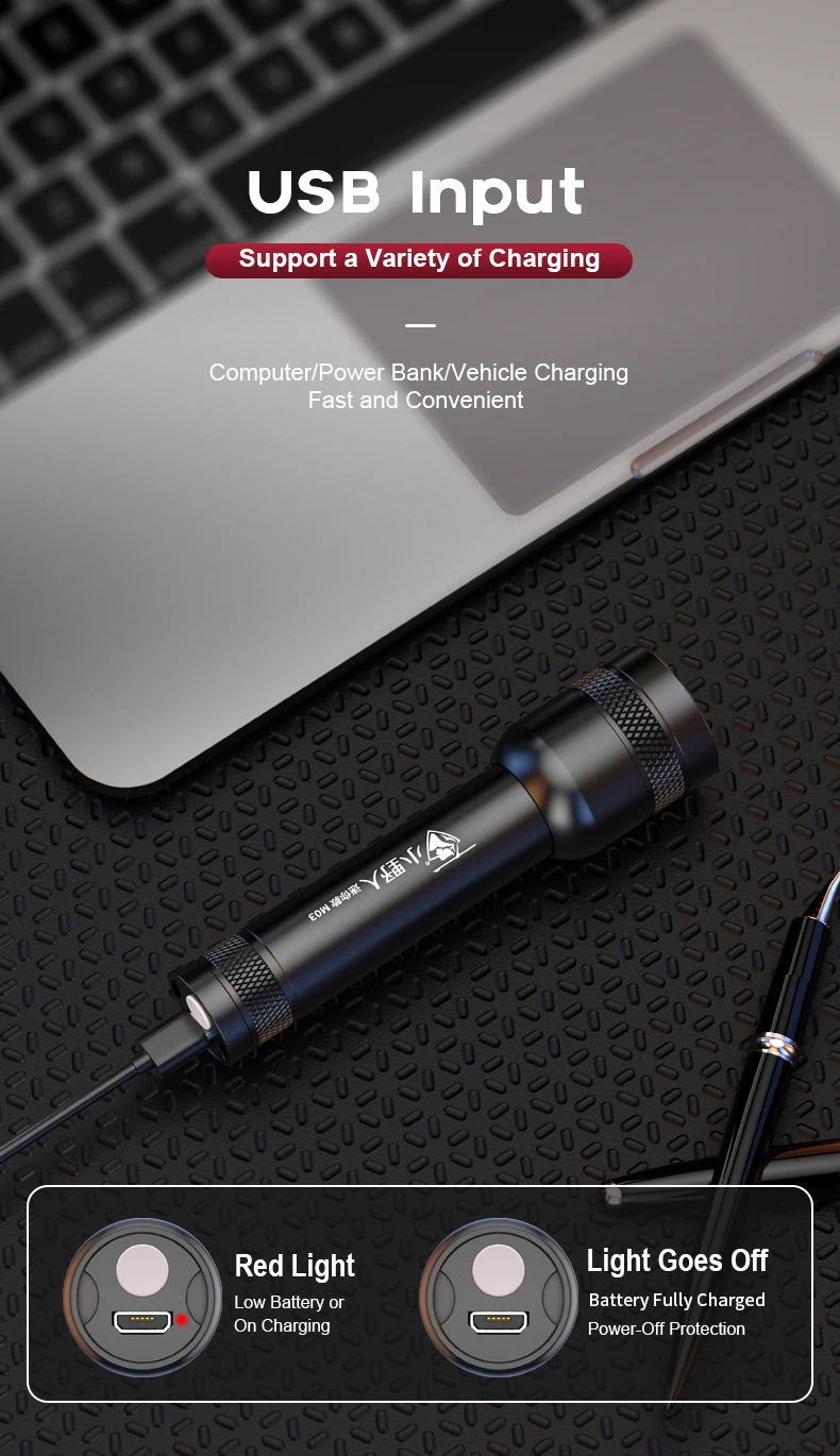 Hike Guys Mini LED Flashlight - Bright, Rechargeable, and Durable