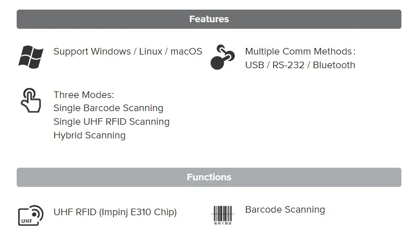 Chainway SR160 UHF RFID Scanner - Impinj E310 Chip Power