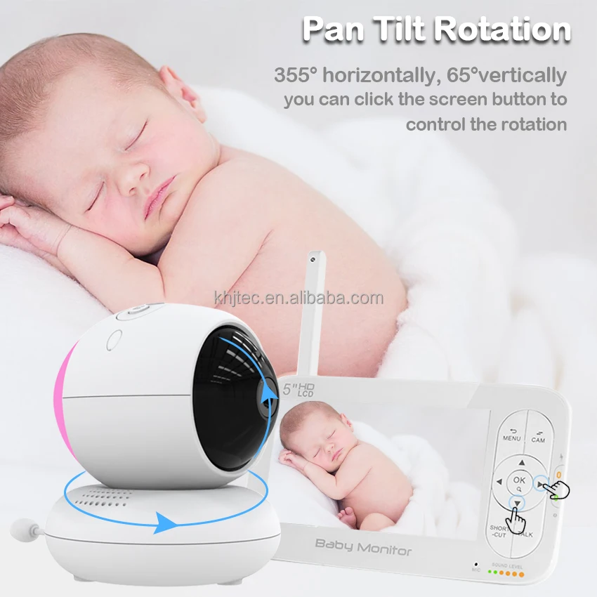 Factory 5'' 1080p Two Way Talk Audio Baby Monitor 2 4ghz Crystal Music ...