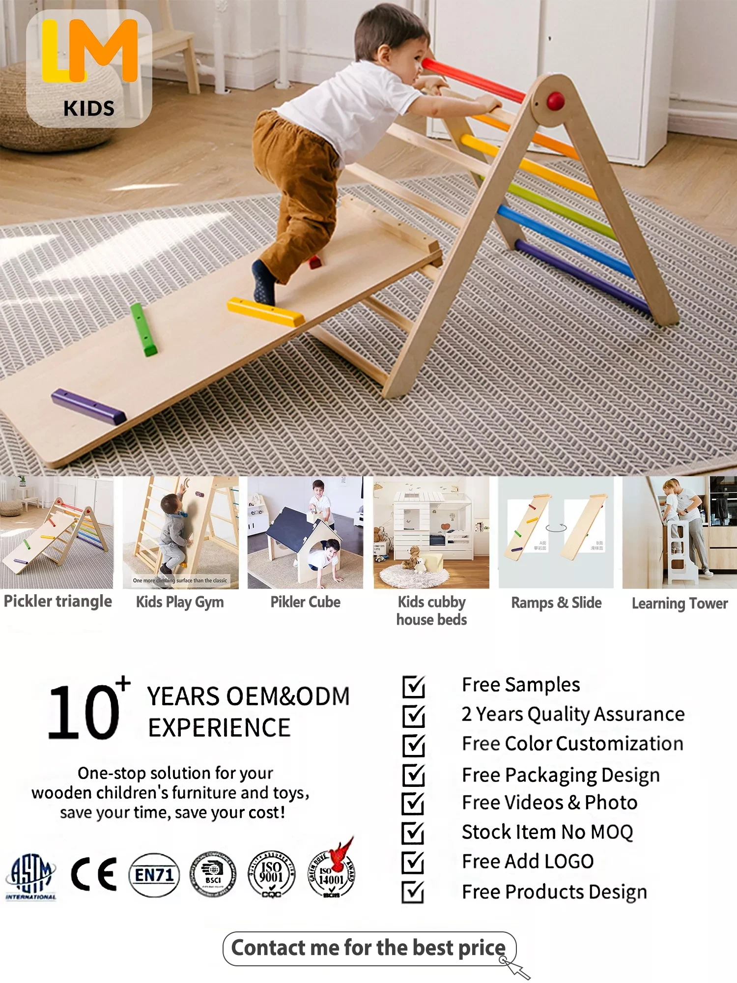 Lm Kids Montessori Furniture Wooden Toddler Balance Beam Balance Board ...