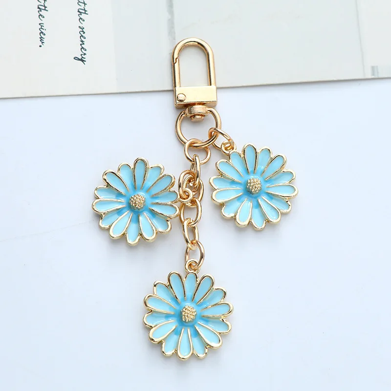 Cute Simple Daisy Flower Metal Keychain Light Zinc Alloy Bag ...