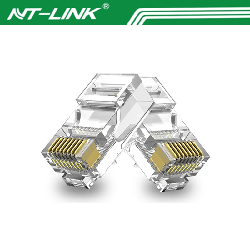 NT-LINK CAT5E UTP RJ45 Modular Plug 8p8c 8 Pin Gold-plated Transparent ...
