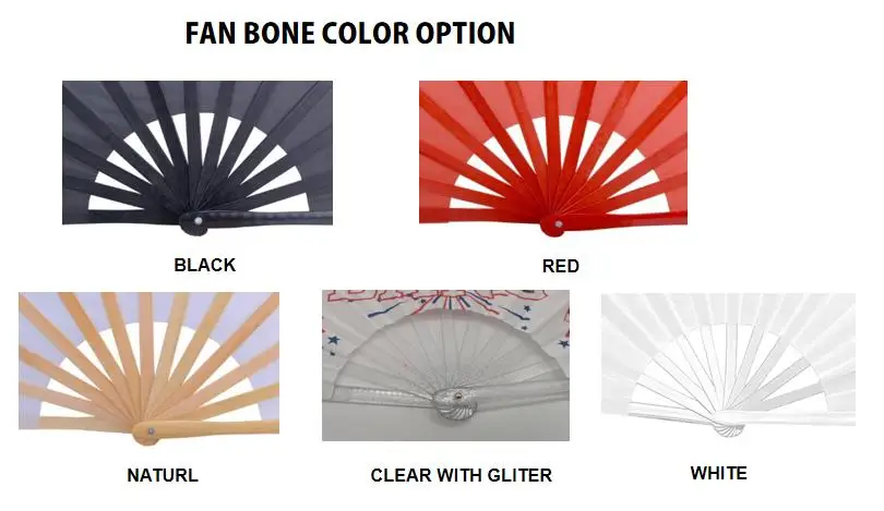 Bsbh Luxury Large Clack Bamboo Hand Fan Custom Logo Folk Art Style For ...