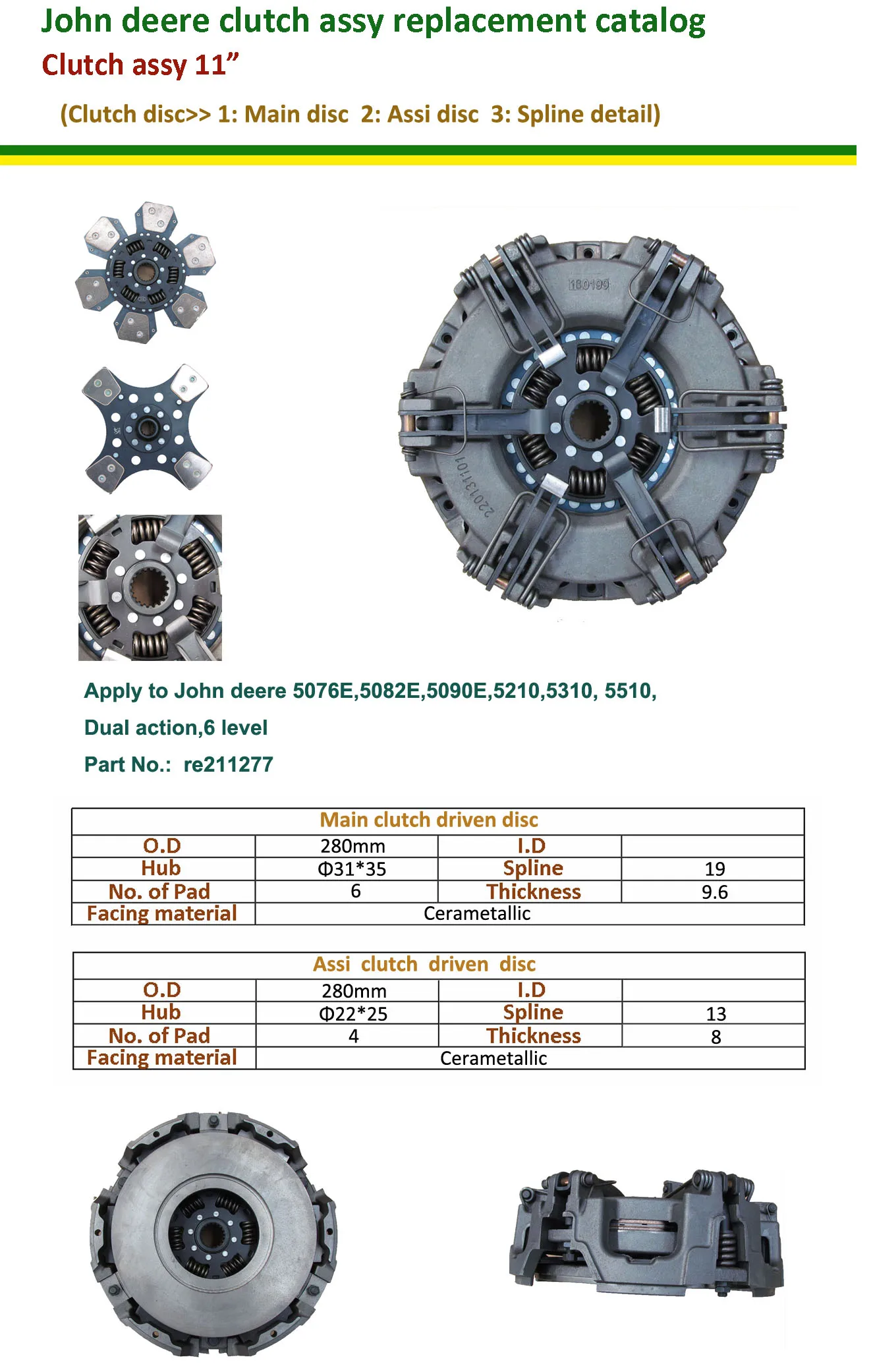 Luk Replacement Re211277 Clutch Kit For John Deere Re173315 Re72534 ...