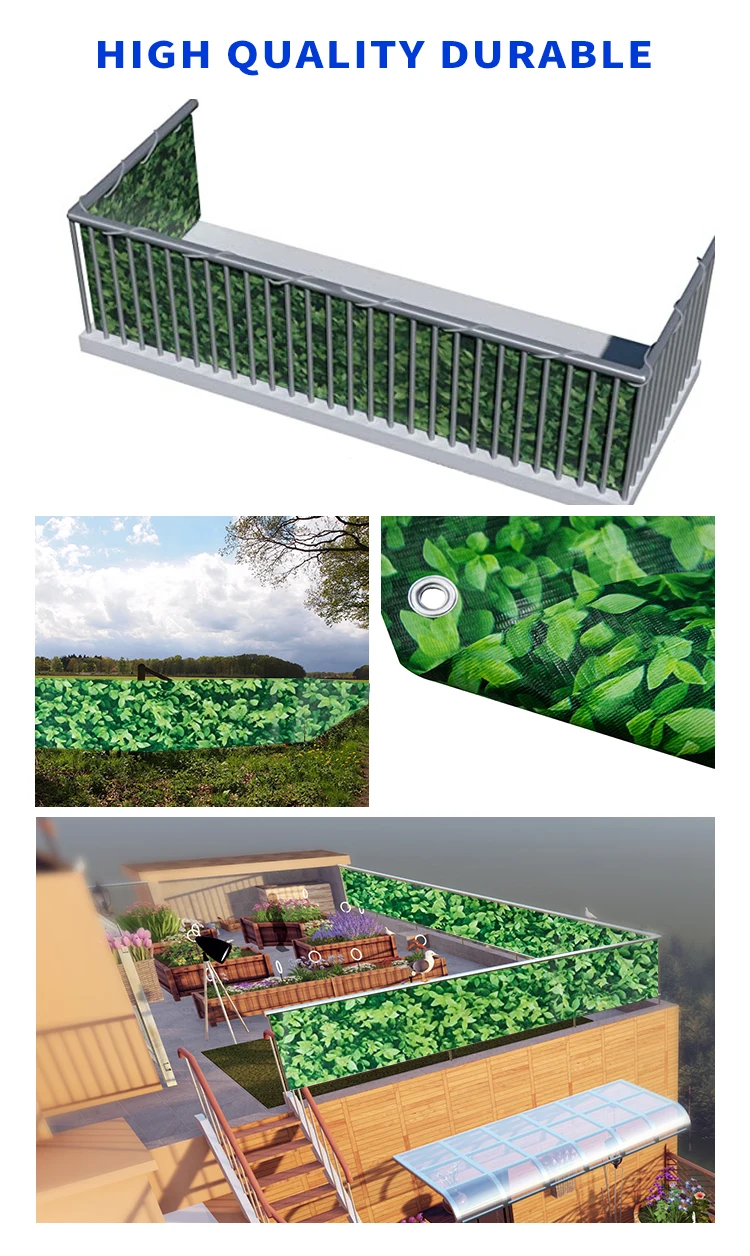 Privacy Protection PVC Balcony Screen with Eyelets & Ropes