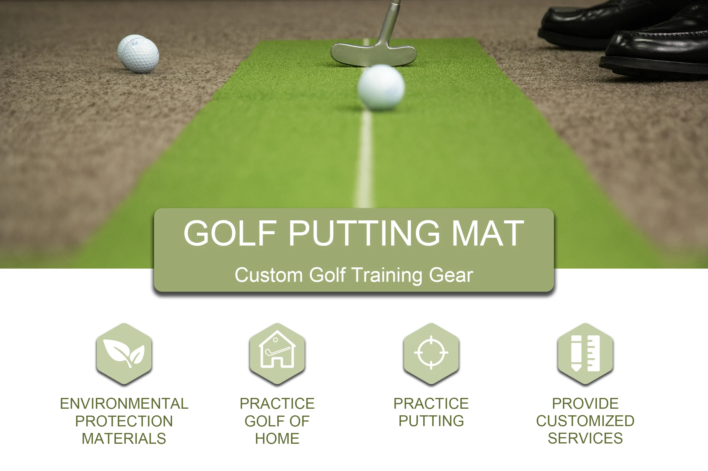 Indoor Driving Range 3 In 1 Golf Practice Training Mat Golf Putter ...