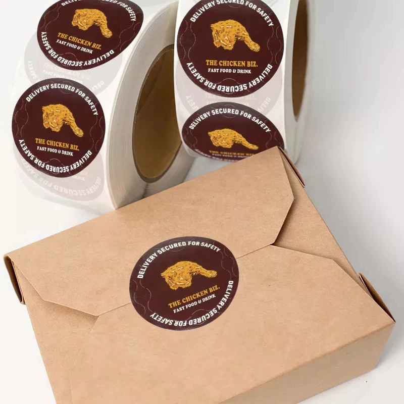 Customized Recyclable Food Delivery Labels Stickers Printing Round Logo ...