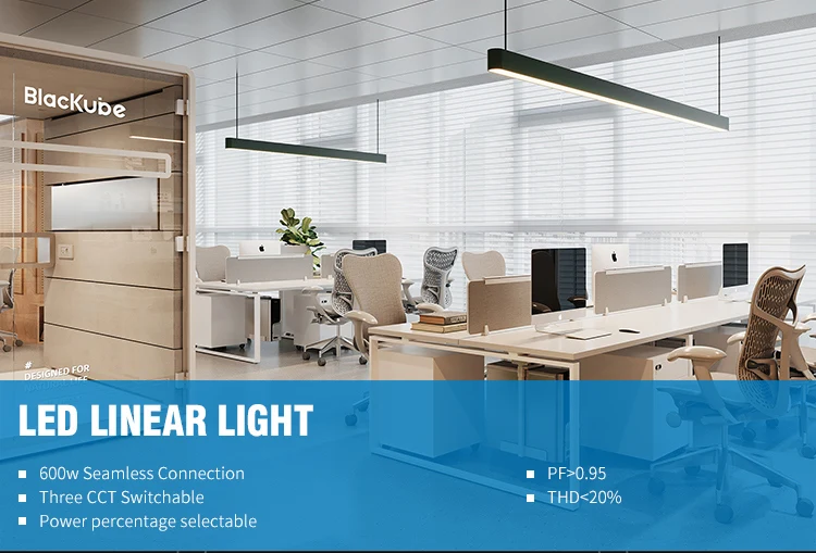 Hot Sale Commercial Lighting White Black Aluminum Pendant Down Linear ...