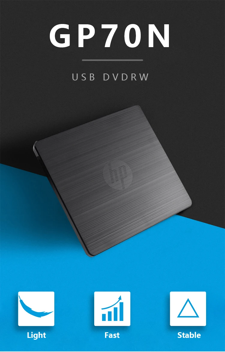 HP F2B56AA GP70N Optical Drive Portable USB CD/DVD RW Write/Read Drive ...