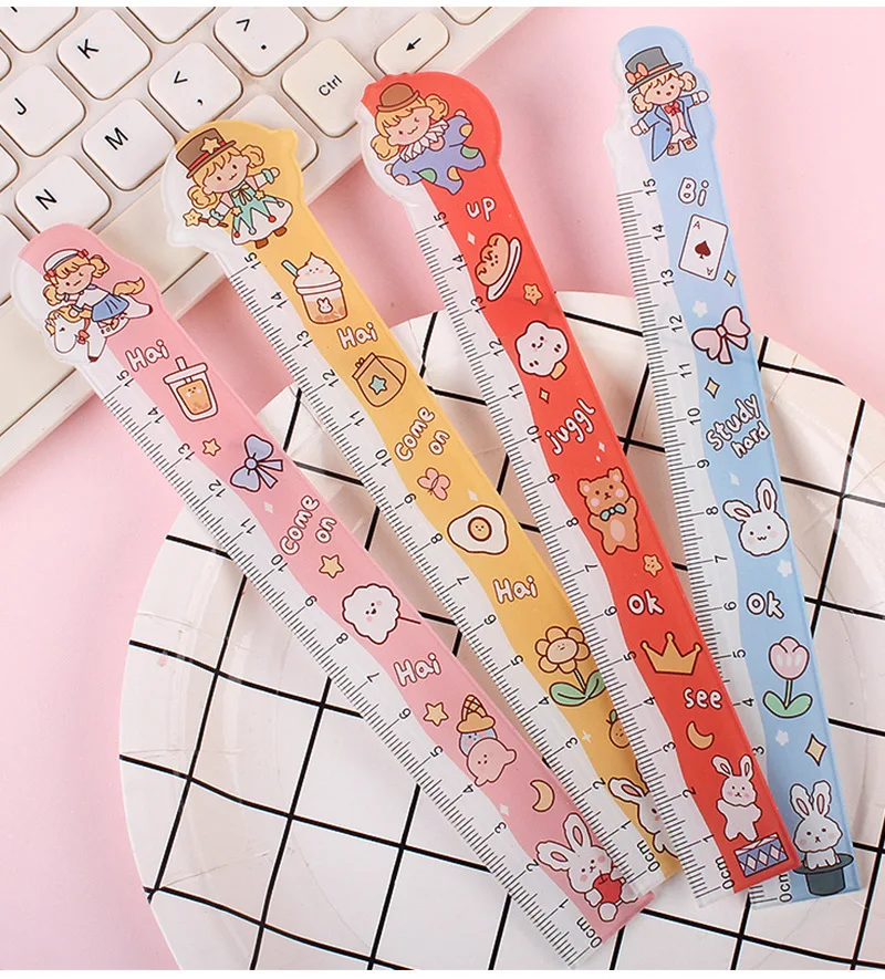 Cartoon Girl Ruler Kawaii Stationery Ruler School Plastic Ruler 15cm ...