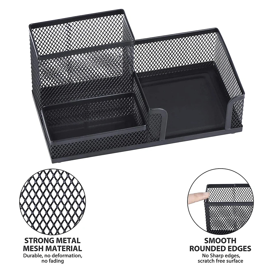 Multifunction Metal Mesh Office Desk Organizer Business Card Pen Holder ...