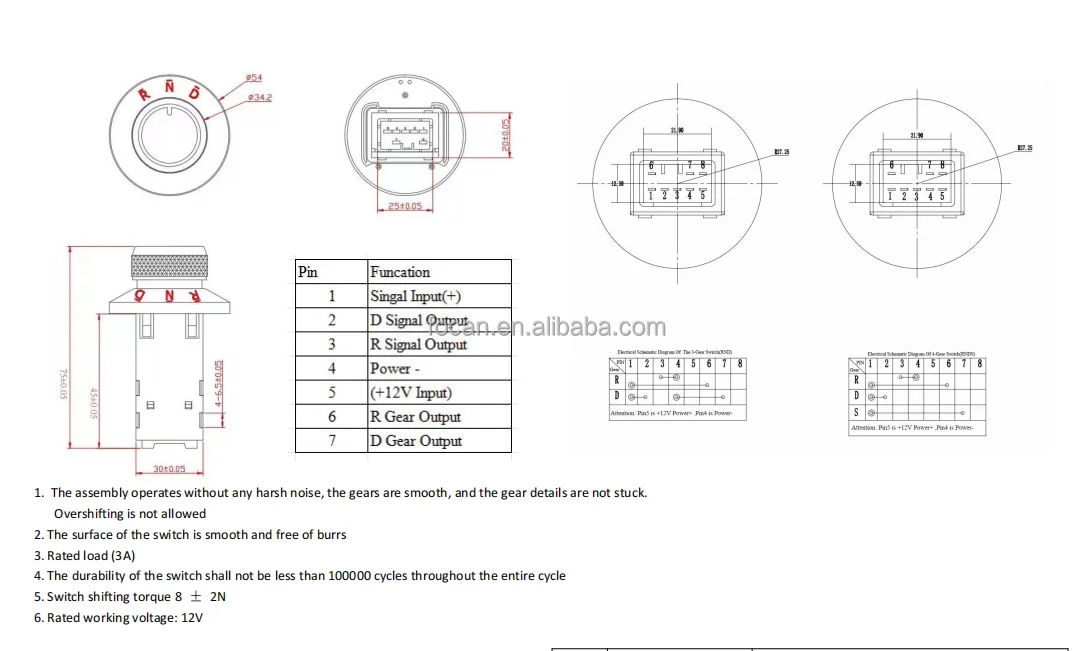 DNR Switch for Electric Tricycle Car - Forward Reverse Gear Shift