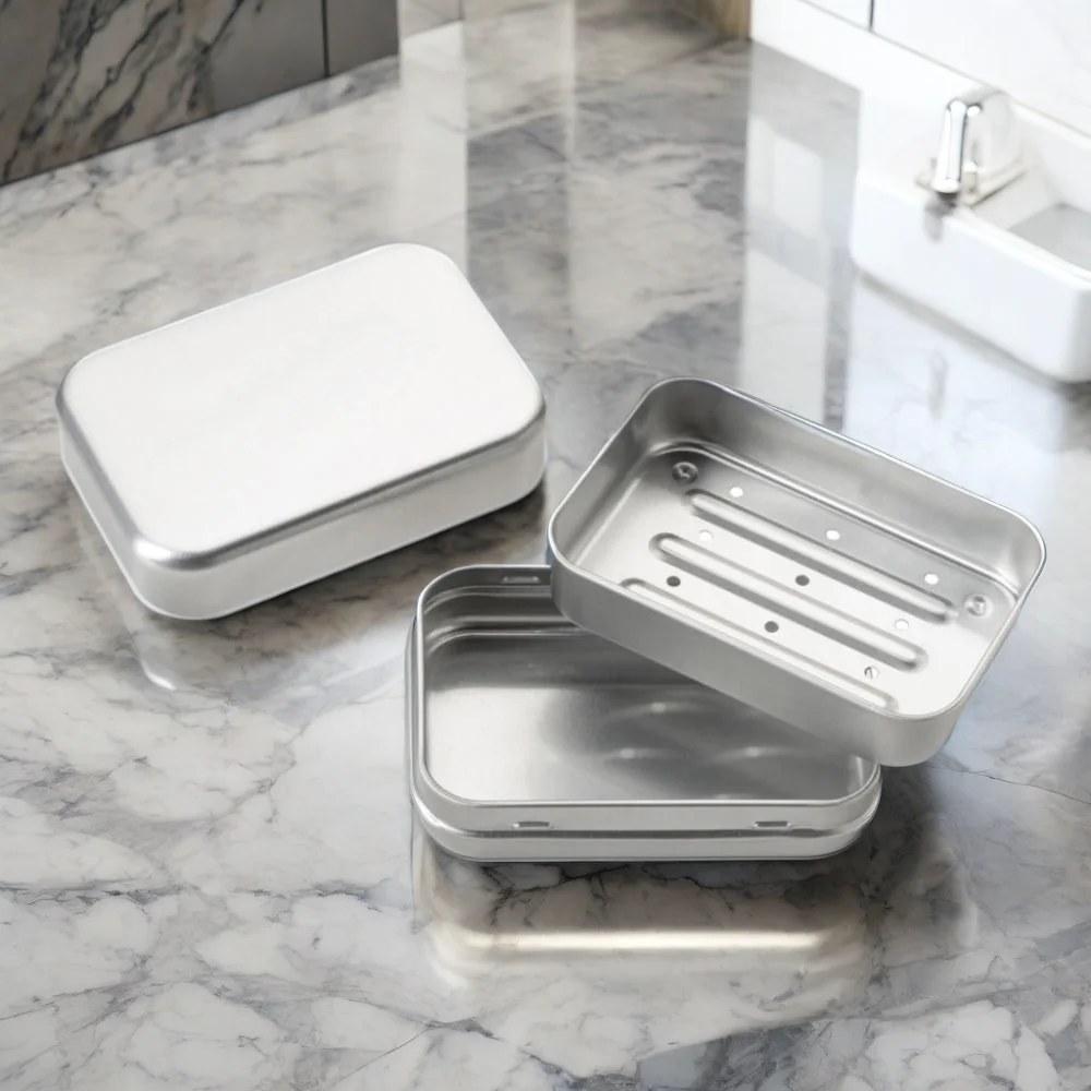 Aluminum Travel Soap Container Bar Soap Holder and Case Metal Soap Box ...