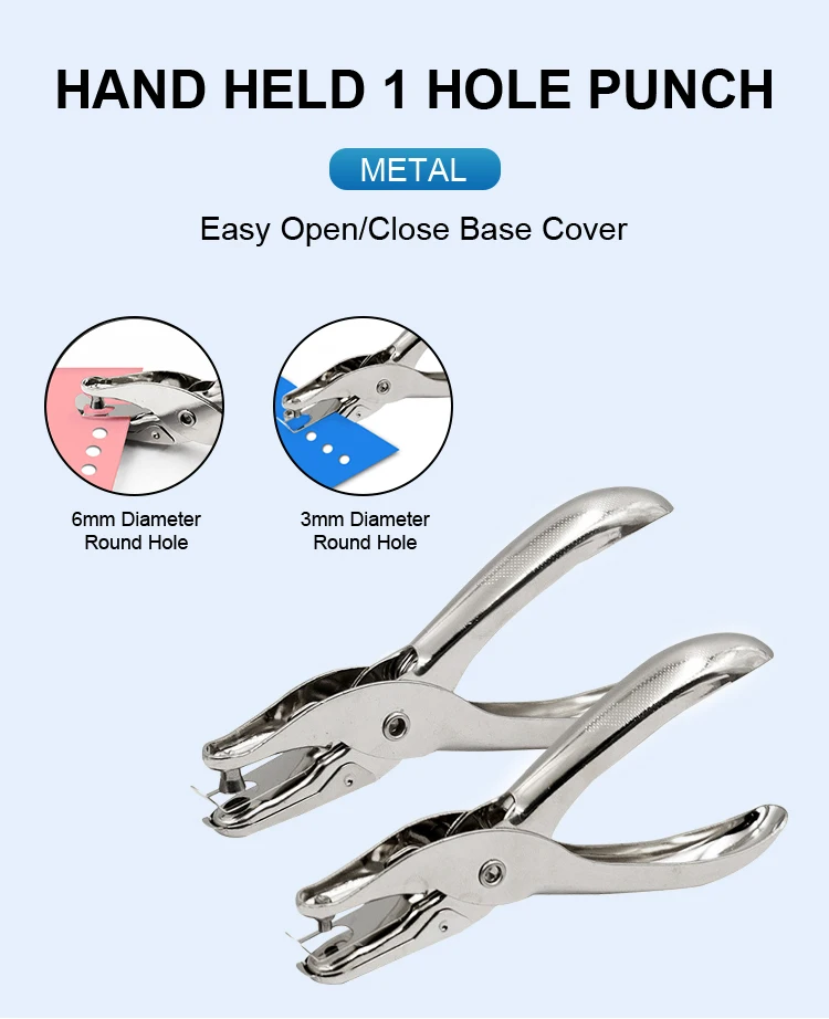 Custom Handheld Paper Punch Metal Single Hole Paper Punch For Office ...
