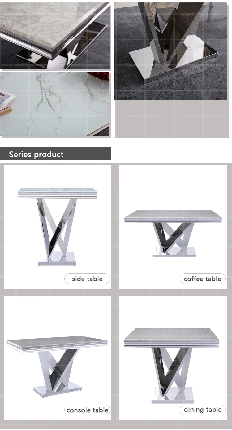 Modern Home Furniture Dinning Room Table Sets Stainless Steel Marble ...