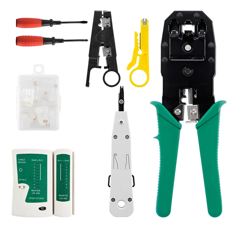 12pcs Network Toolkit Cable Tester Hand Tool Set Crimping Networking ...