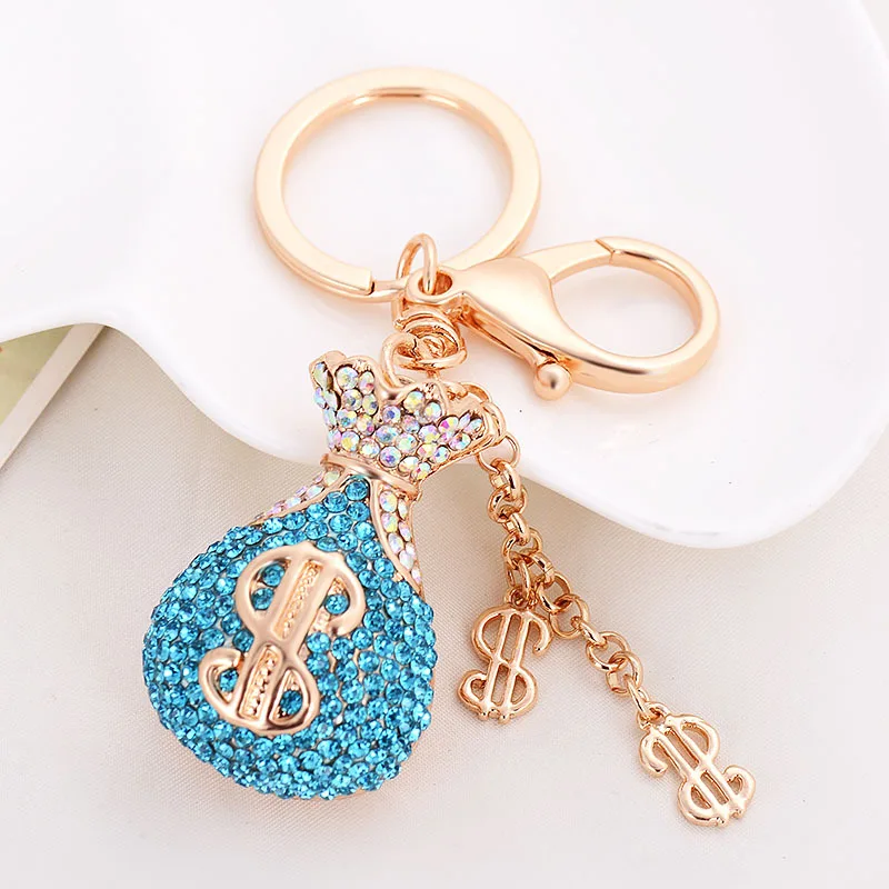 New Fortune Bag Crystal Rhinestone Lucky Keychains Luxury Key Chain ...