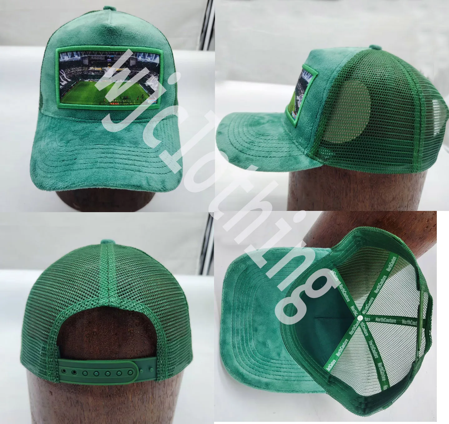 Wholesale Mesh Custom Velvet Trucker Cap - Black Velvet Hat