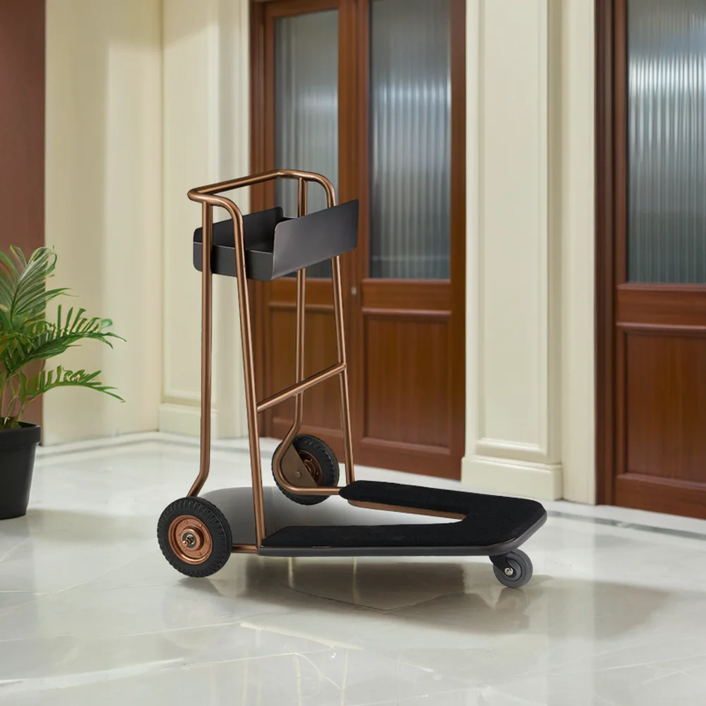 High-end Black Baggage Trolley Rose Gold Bellman Mobile Luggage Hand ...