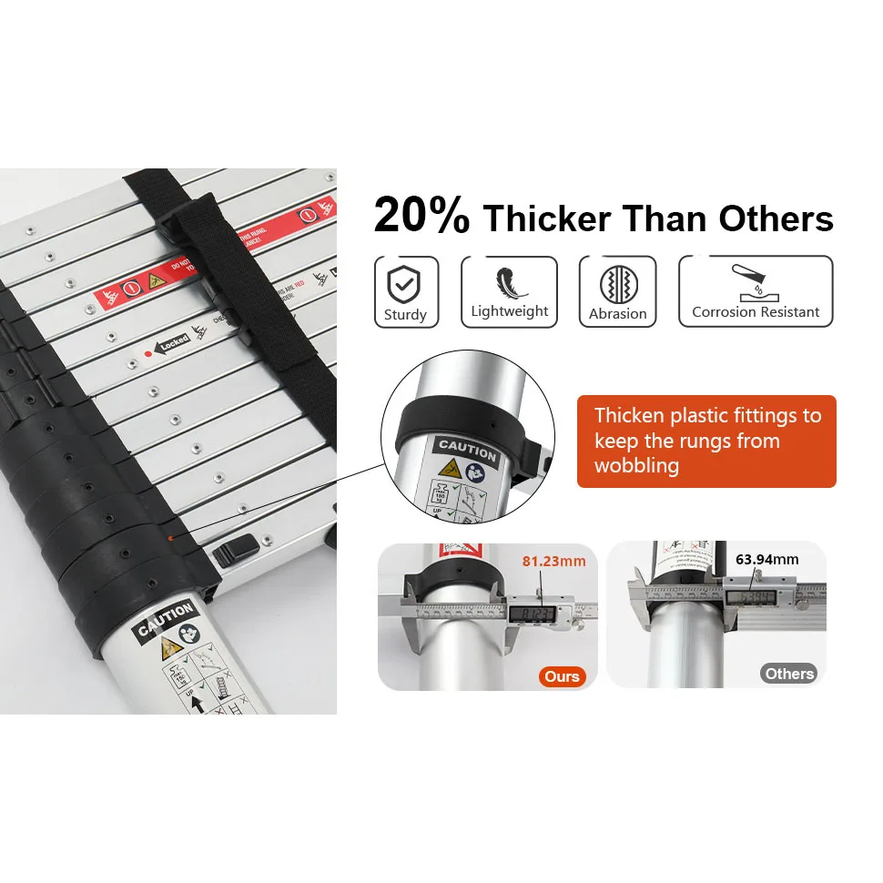 3.8m Retractable Extension Aluminium Telescopic Escalera