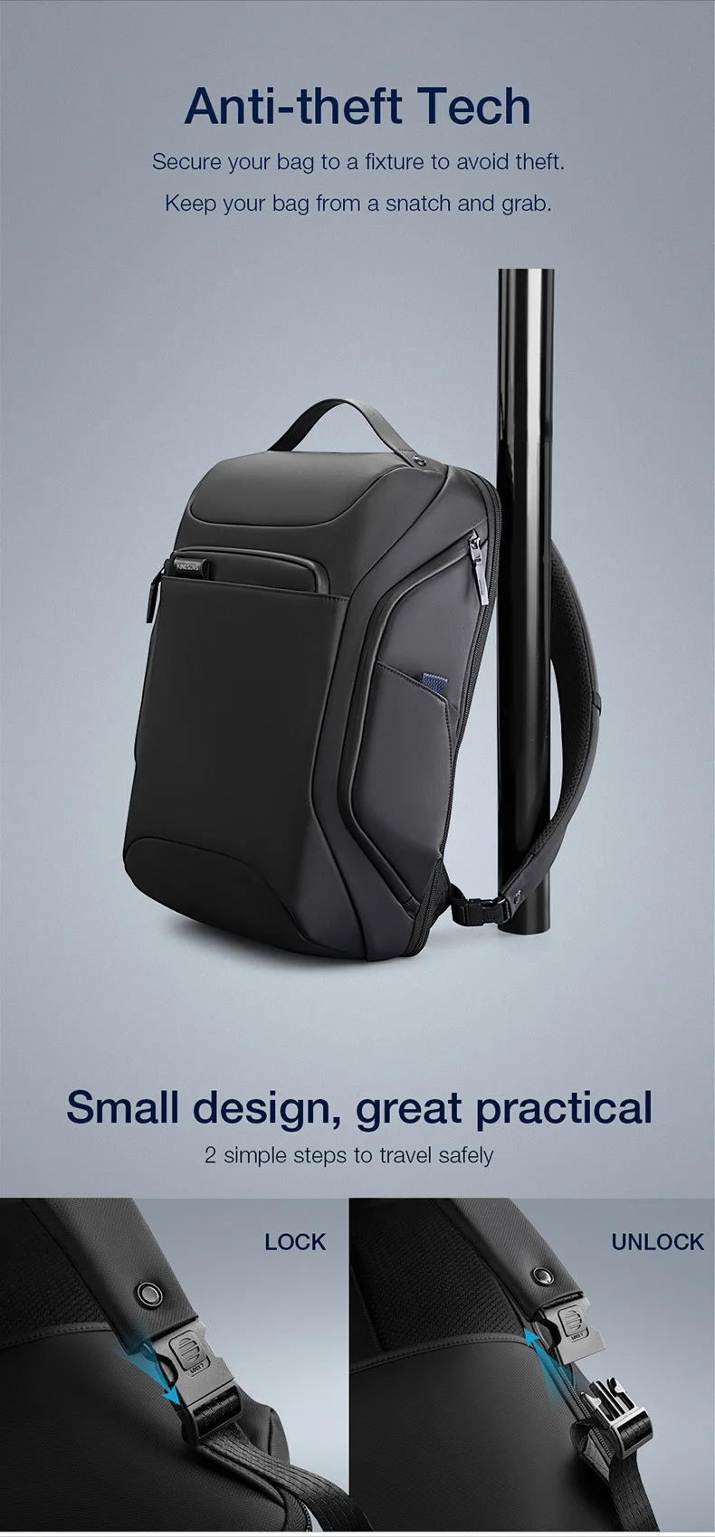 KINGSONS Laptop Backpack - Stylish & Functional Business Bag