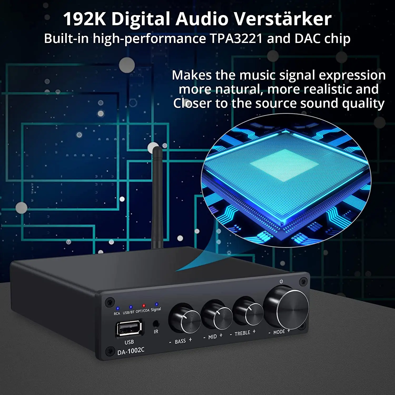 2-Channel Class D / Digital Amp With UISB Port, Optical and Coax Audio, Each Channel 100W ...