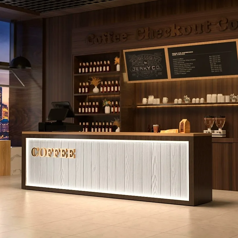 Minimally Modern Cashier Coffee Milk Tea Shop Bar Counter