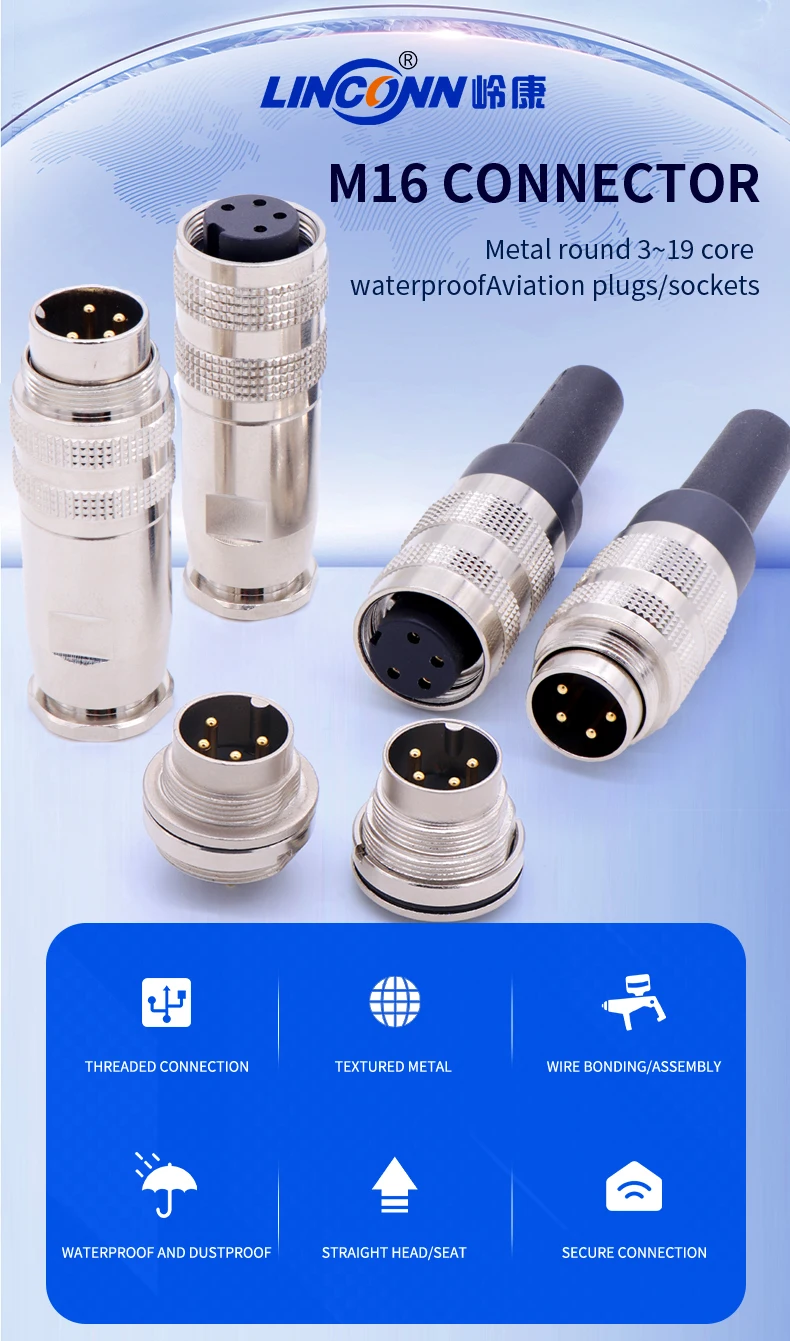 Ip67 Waterproof Connector M16 Electric Cable Connector Hybrid Motor ...