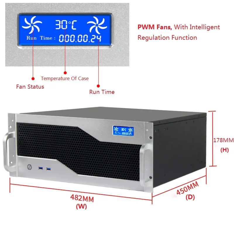 Aluminum Panel 4u Server Rack Chassis Industrial 450mm Short Depth Atx ...