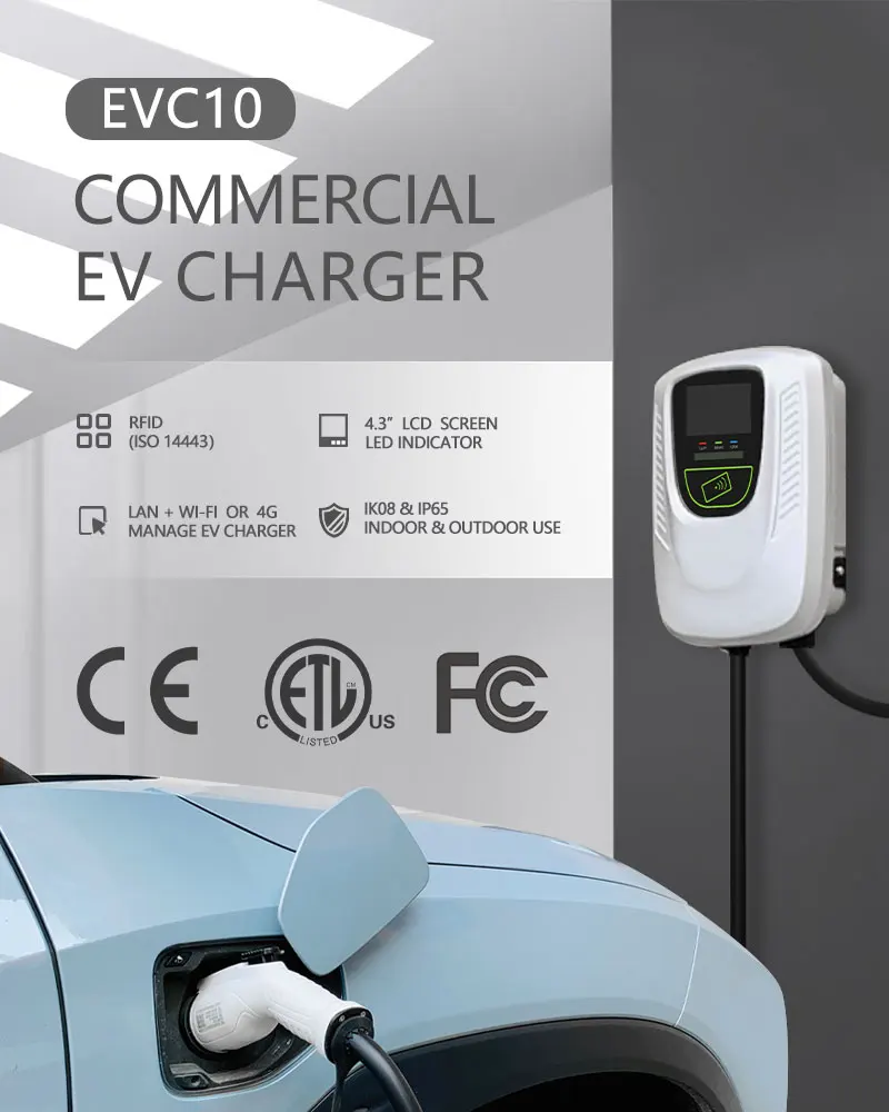 22kw 11kw Wifi Smart Ev Wall-mounted Level Ii Commercial Electric ...
