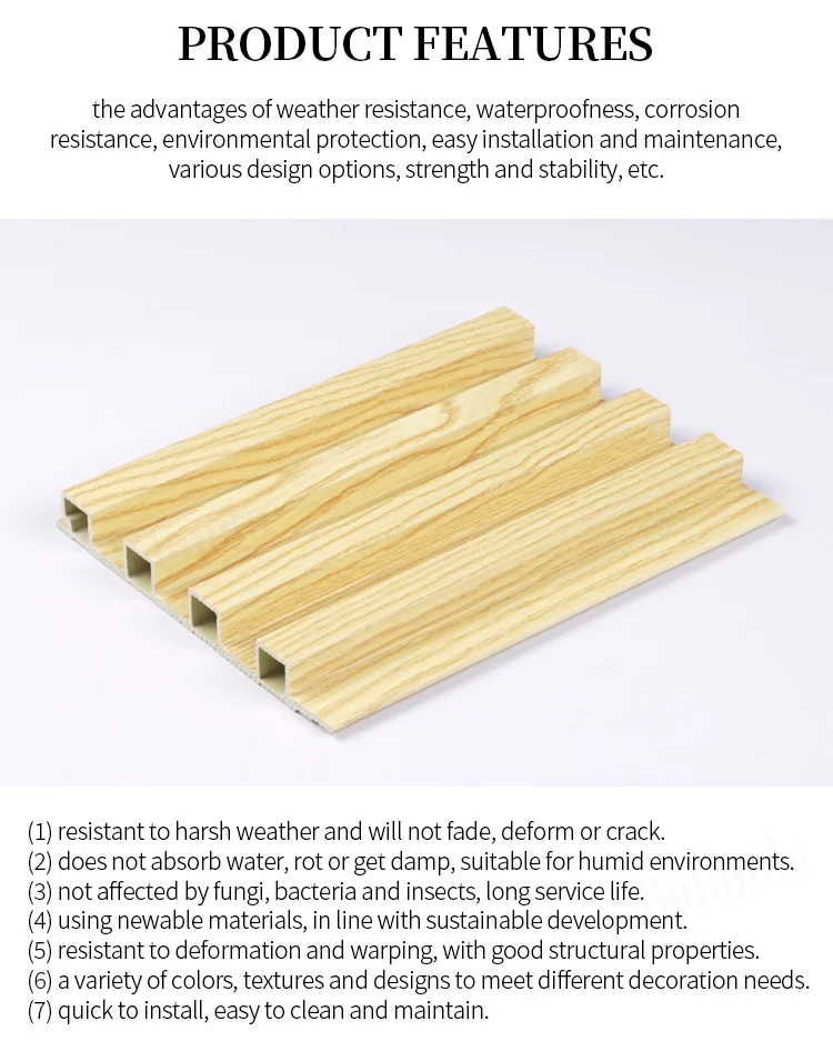 Fluted Hollow WPC Cladding Slats - Seamless Carbon Board