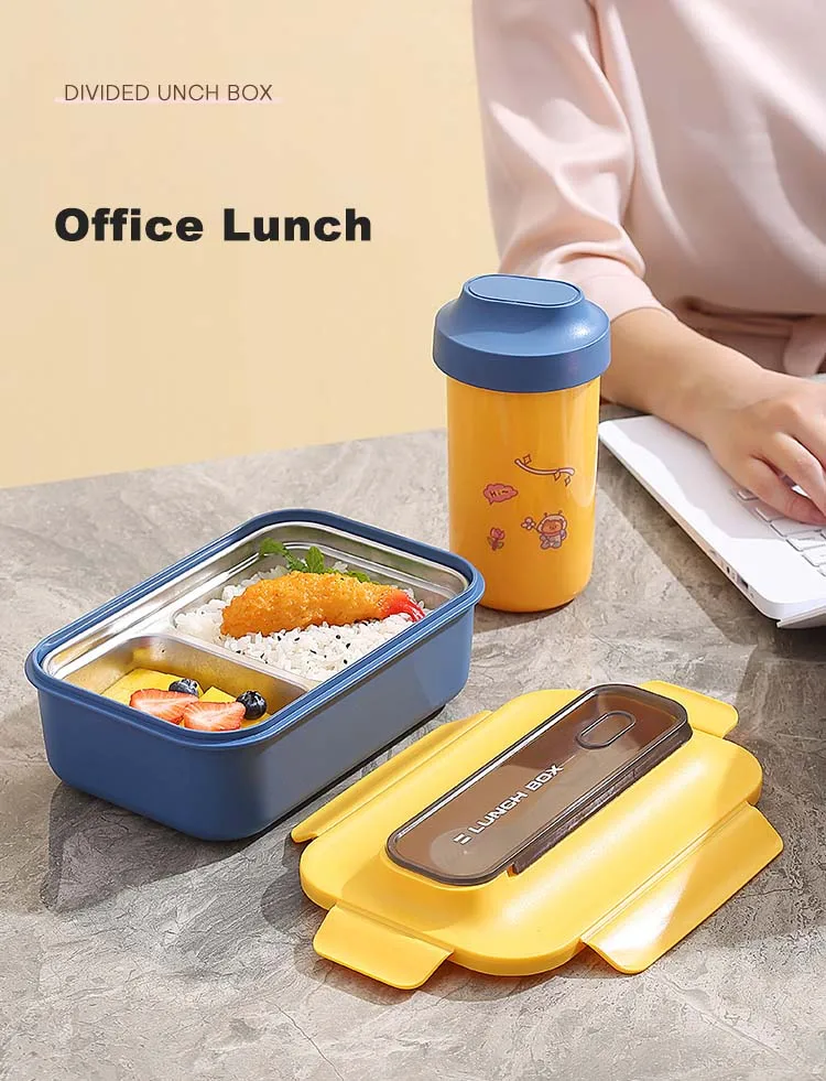 Plastic Office School Lunch Container with Spoon Bento