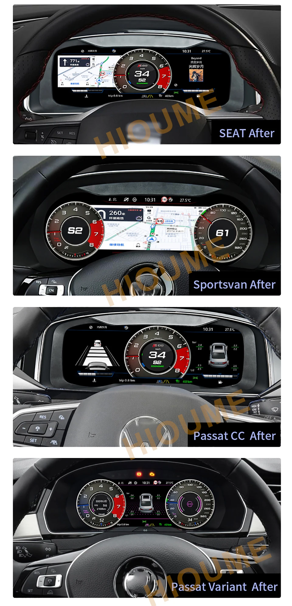 Digital Speedometer Upgrade for VW Golf 7 R, MK7 GTi, Passat B8 - LCD ...